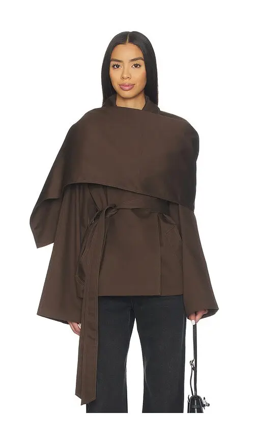 EAVES Yuna Crop Trench Coat - Espresso