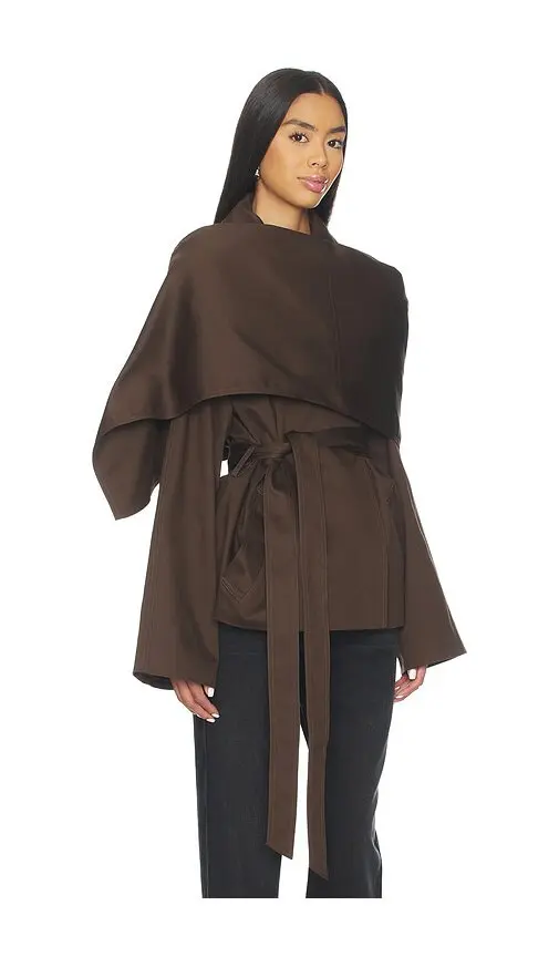 EAVES Yuna Crop Trench Coat - Espresso