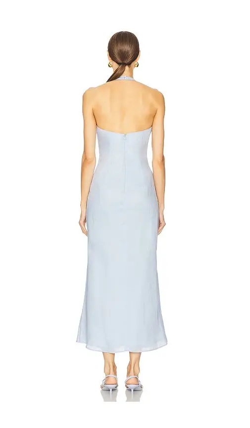 Bardot Halter Midi Dress - Soft Blue