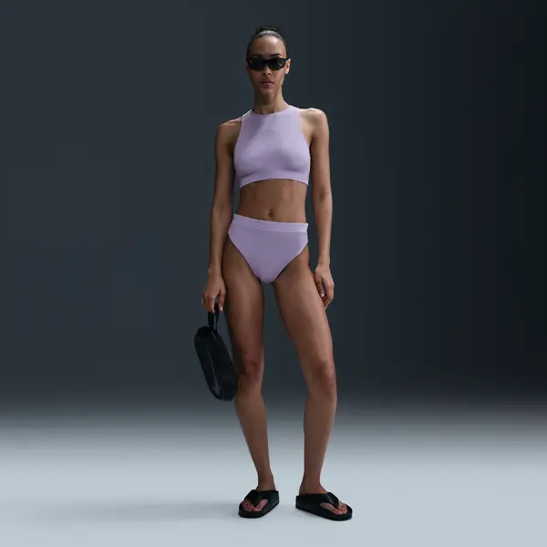 Nike Swim Elevated Essential High-waisted Bikini Bottom - Purple