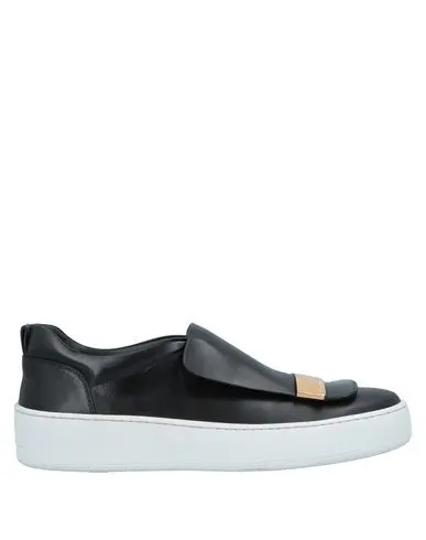 SERGIO ROSSI Leather Sneakers With Appliqués - Black