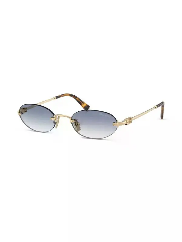 Miu Miu Oval-frame Sunglasses - Gold