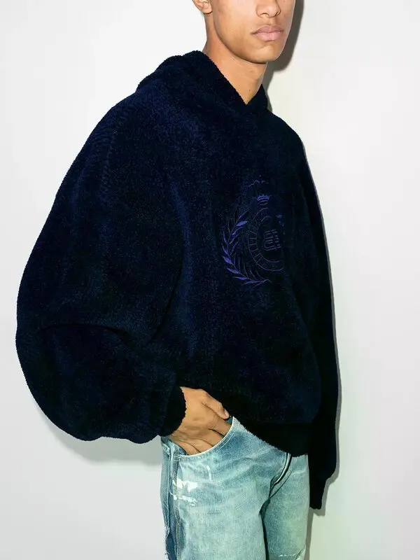 Balenciaga Embroidered Bb Logo Fleece Hoodie
