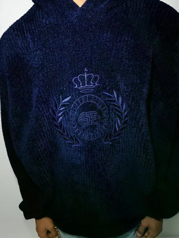 Balenciaga Embroidered Bb Logo Fleece Hoodie