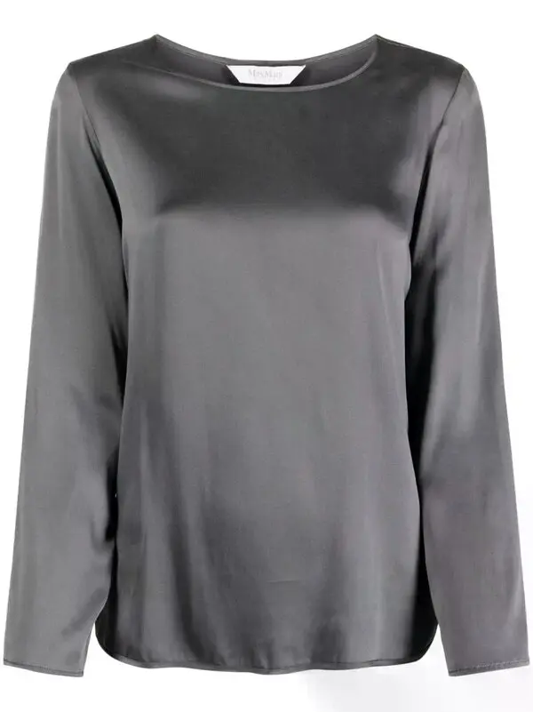 Max Mara Round-neck Satin Blouse - Grey