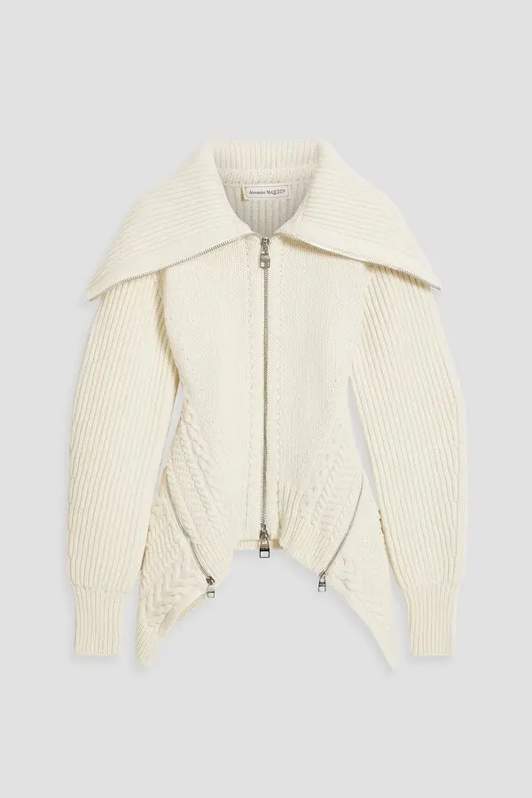 Alexander McQueen Ribbed And Cable-knit Wool Cardigan