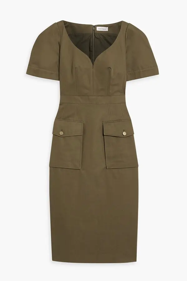 Alexander McQueen Cotton-twill Midi Dress