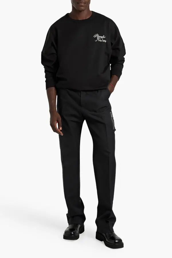 Alexander McQueen Shell-trimmed Cotton-canvas Pants