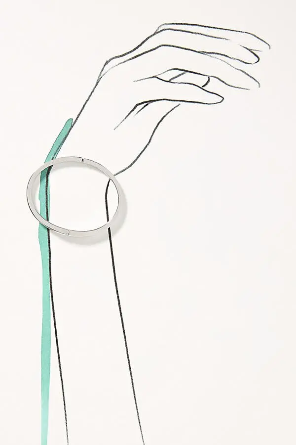 Nadri Half Pavé Crystal Hinged Oval Bangle Bracelet - Silver