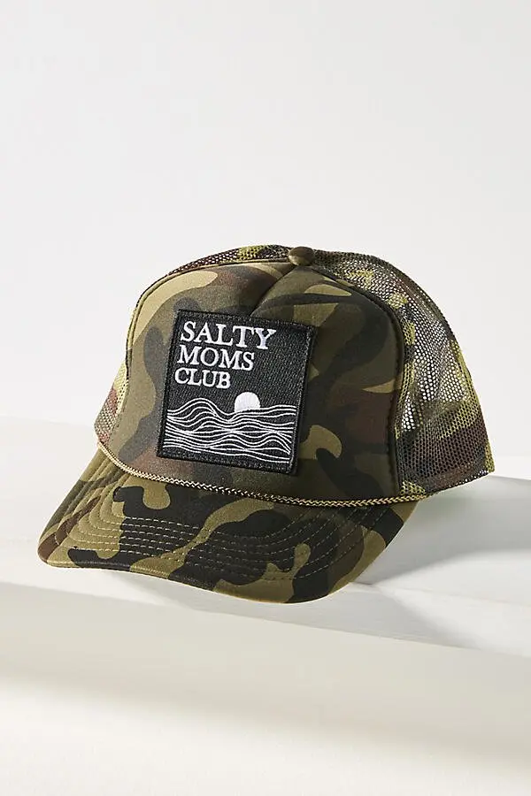 FRIDAY FEELIN Salty Moms Club Trucker Hat - Green Pattern