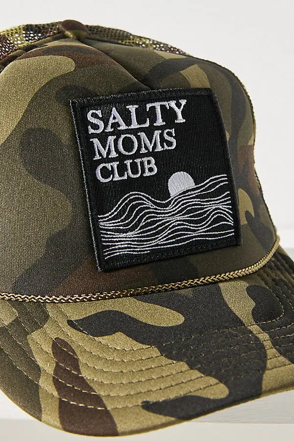 FRIDAY FEELIN Salty Moms Club Trucker Hat - Green Pattern
