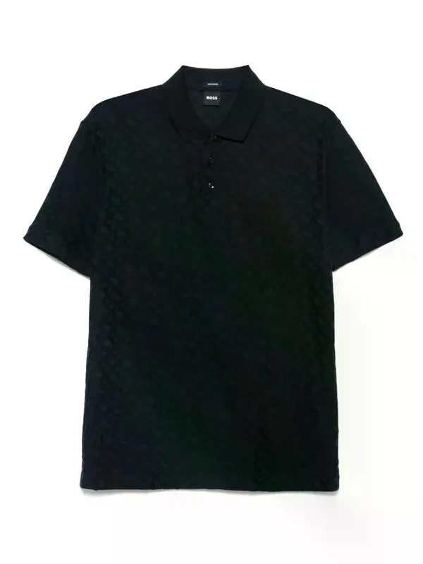 BOSS Patterned-jacquard Polo Shirt - Blue