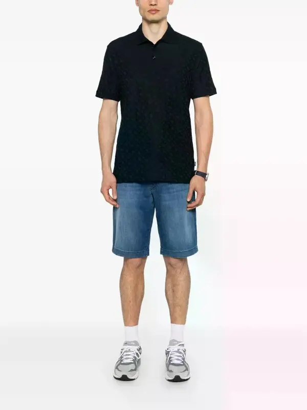 BOSS Patterned-jacquard Polo Shirt - Blue