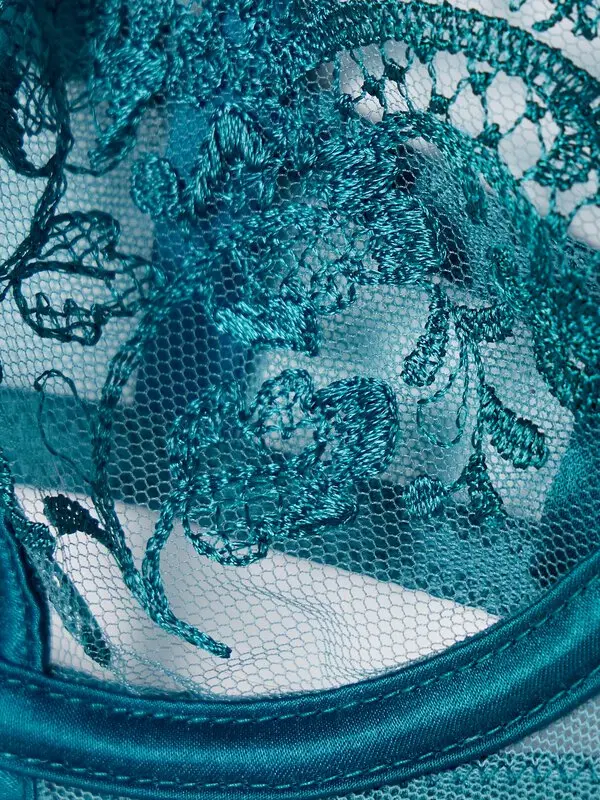 Kiki De Montparnasse Juliette Satin-trimmed Embroidered Tulle Soft-cup Underwired Balconette Bra