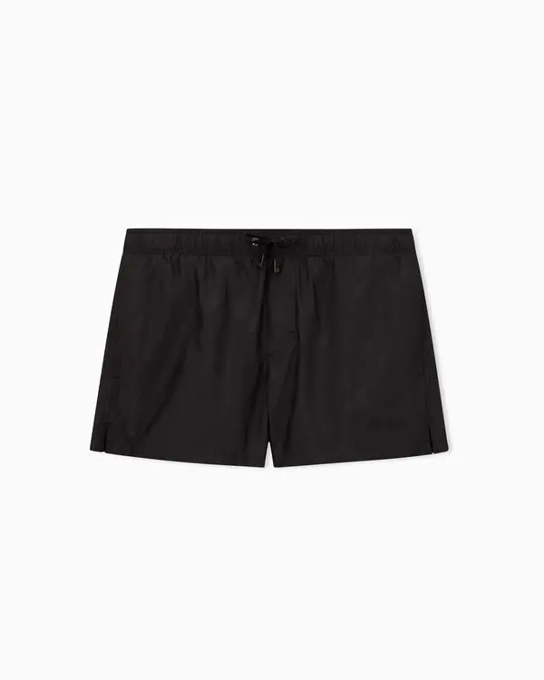 Giorgio Armani Monogram Swim Trunks - Black