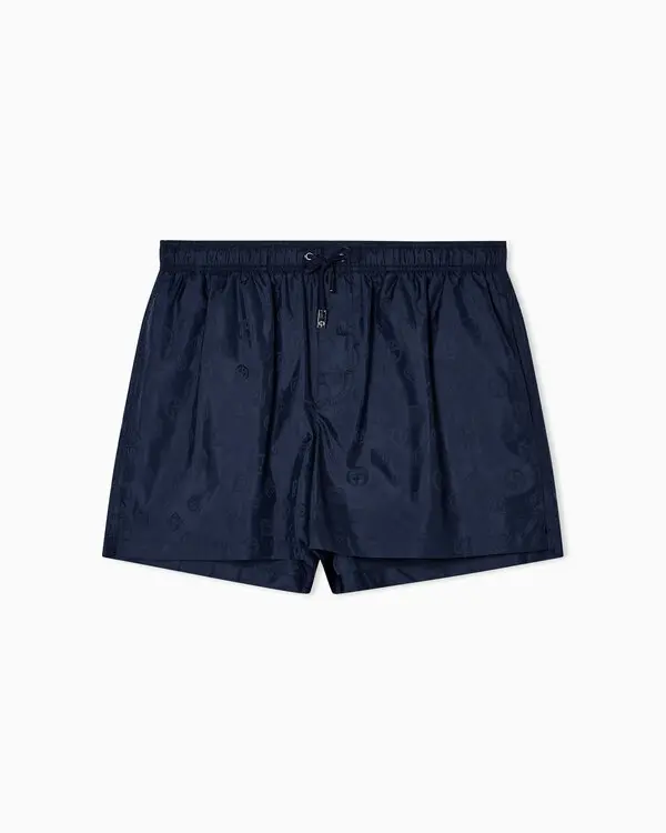 Giorgio Armani Monogram Swim Trunks - Blue
