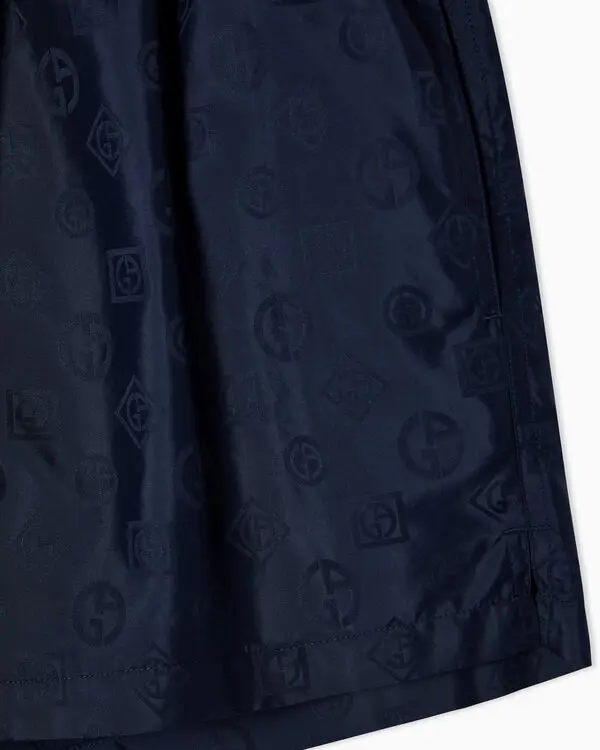 Giorgio Armani Monogram Swim Trunks - Blue