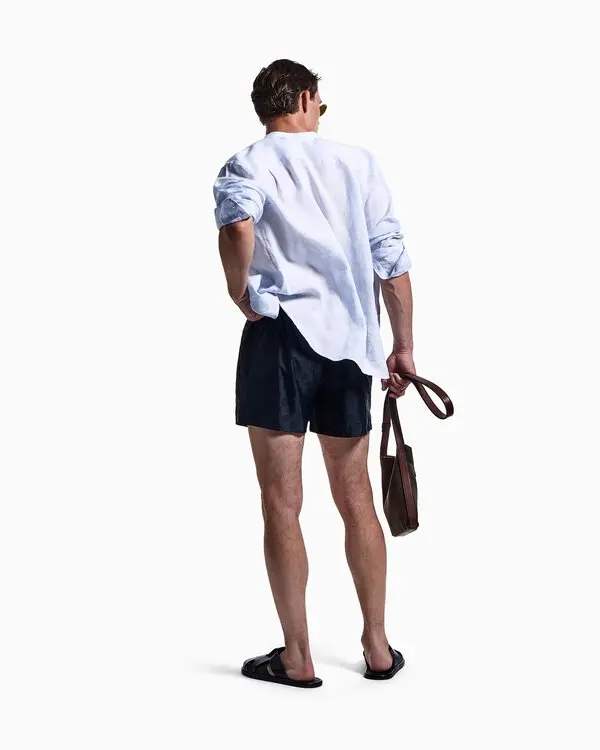 Giorgio Armani Monogram Swim Trunks - Blue