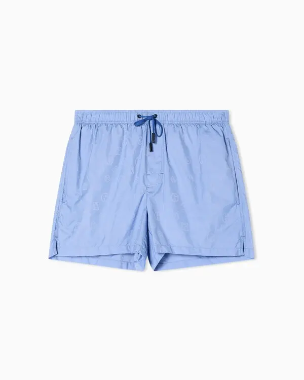 Giorgio Armani Monogram Swim Trunks - Purple