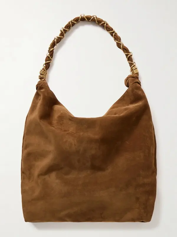 Saint Laurent Amalia Medium Suede Tote - Brown