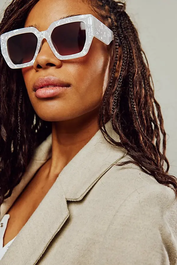 Free People Bel Air Oversized Square Sunglasses - Mother Of Pearl