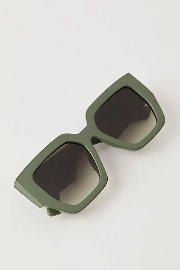Free People Bel Air Oversized Square Sunglasses - Pine Green