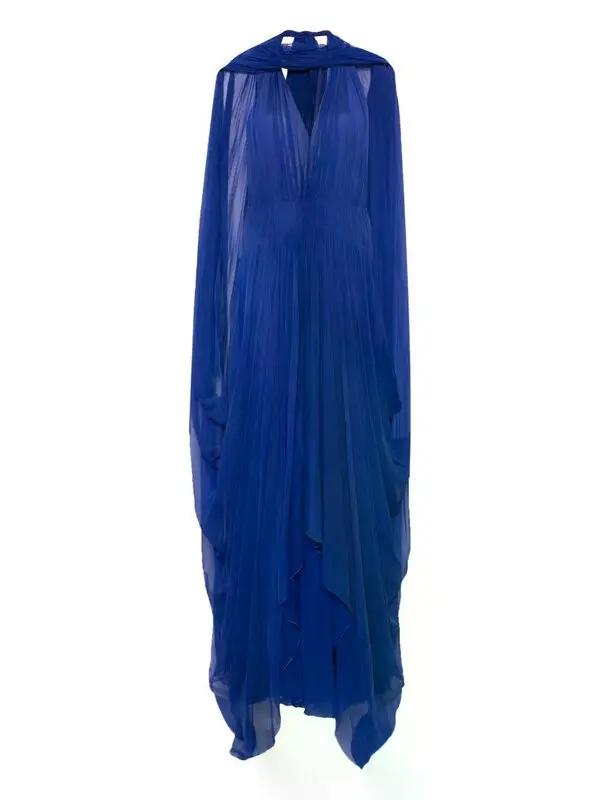 Alberta Ferretti Cape-insert Maxi Dress