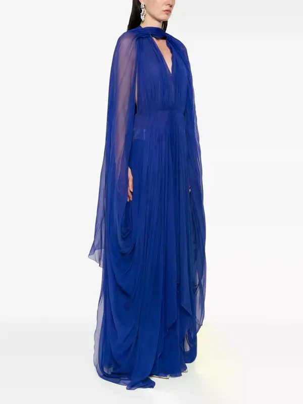 Alberta Ferretti Cape-insert Maxi Dress