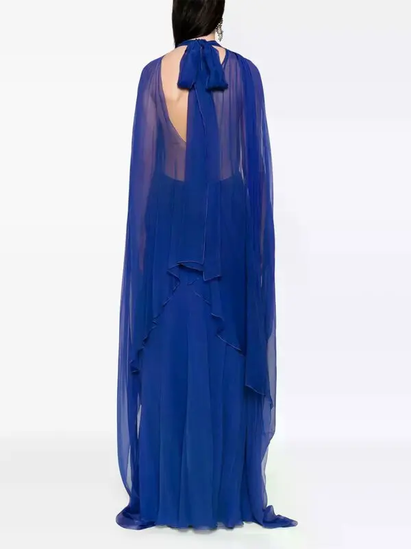 Alberta Ferretti Cape-insert Maxi Dress