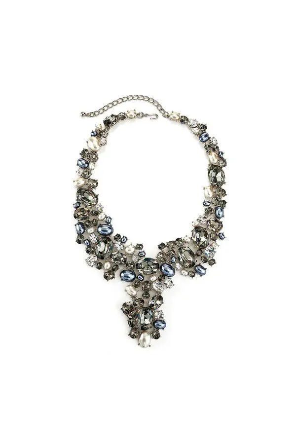 KENNETH JAY LANE Two Tone Bib Necklace - Black