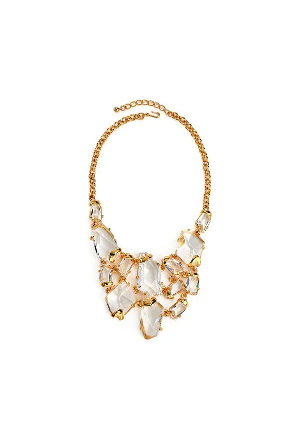 KENNETH JAY LANE Crystal Bib Necklace - Gold