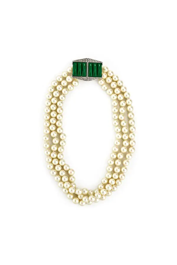 KENNETH JAY LANE Pearl & Jade Necklace - Lime
