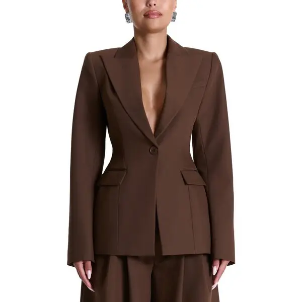 Naked Wardrobe One-button Blazer - Chocolate