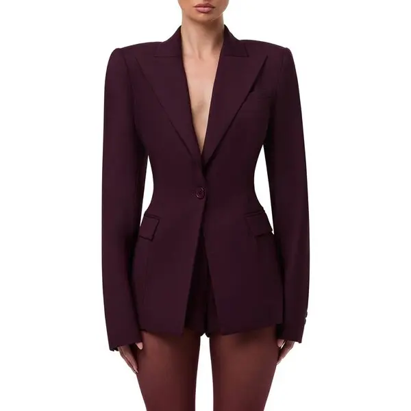 Naked Wardrobe One-button Blazer - Dark Plum
