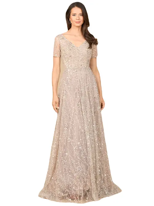 LARA NEW YORK Beaded Lace Ballgown