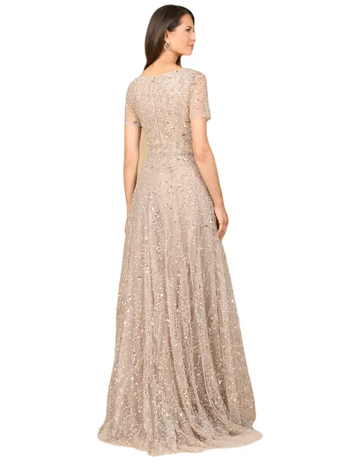 LARA NEW YORK Beaded Lace Ballgown