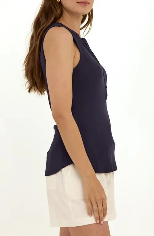 THREADS 4 THOUGHT Akia Ribbed Henley Tank - Stargazer