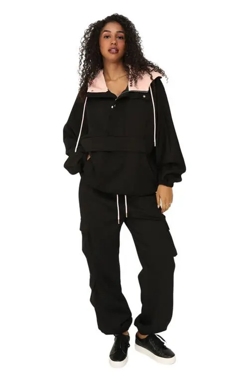 BELLE & BLOOM Panelled Hoodie - Black