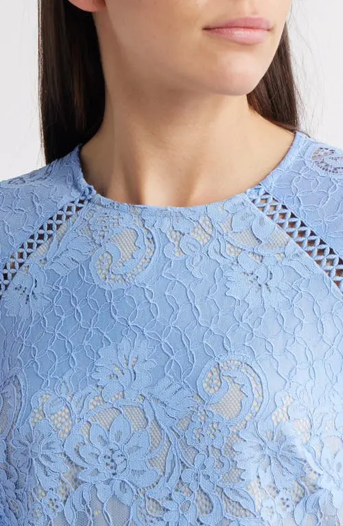 Vince Camuto Floral Lace Long Sleeve Shift Dress - Periwinkle | Editorialist