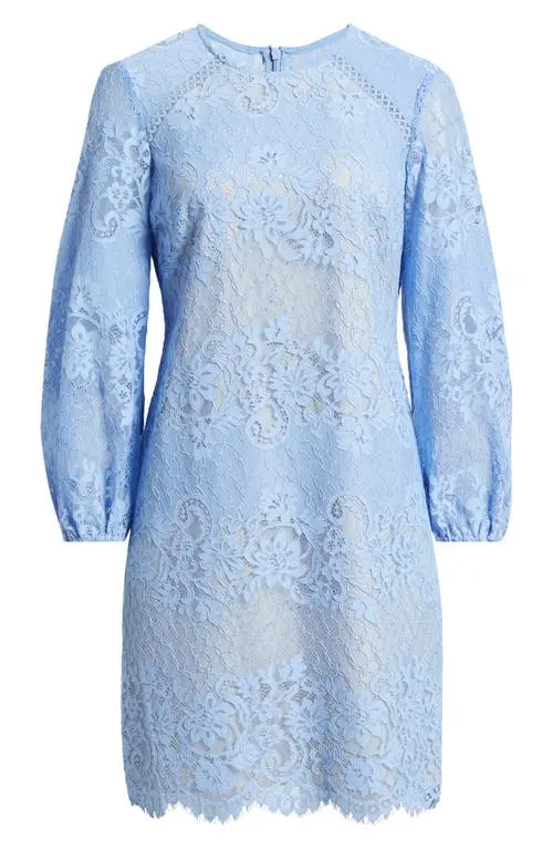 Vince Camuto Floral Lace Long Sleeve Shift Dress - Periwinkle | Editorialist