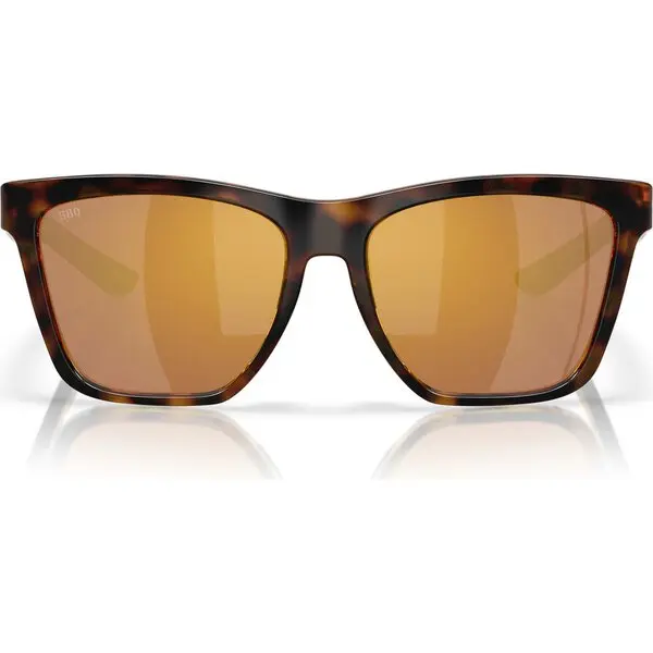 COSTA DEL MAR 57mm Polarized Mirrored Rectangular Sunglasses - Tortoise/gold Mirror 580g