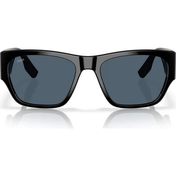 COSTA DEL MAR Suenos 57mm Polarized Rectangular Sunglasses - Black/ Gray 580p
