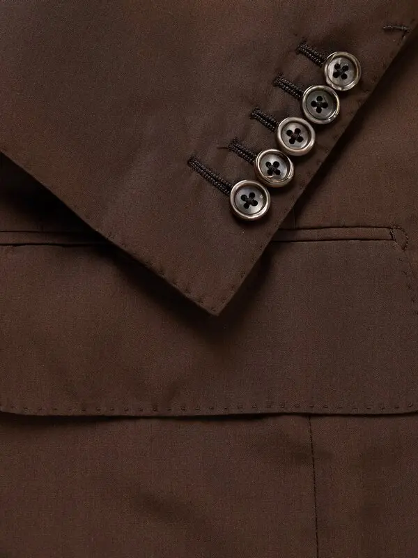 TOM FORD Dyllan Double-breasted Silk Suit Jacket - Brown