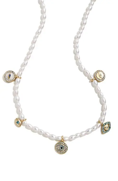 Baublebar Evil Eye Faux Pearl Charm Necklace - Cool Multi