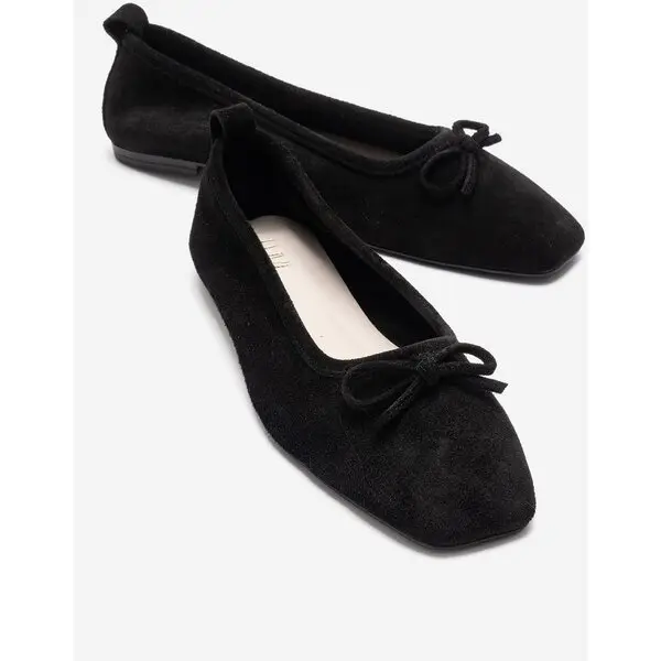 FOREVER & ALWAYS SHOES Sosa Leather Ballet Flat - Black Suede