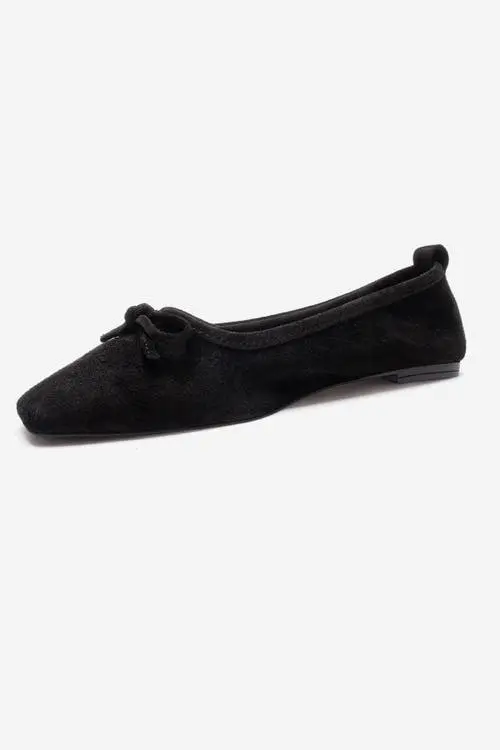 FOREVER & ALWAYS SHOES Sosa Leather Ballet Flat - Black Suede