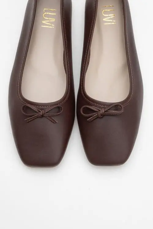 FOREVER & ALWAYS SHOES Sosa Leather Ballet Flats - Brown Leather