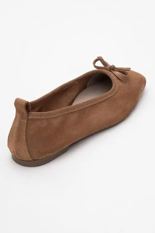 FOREVER & ALWAYS SHOES Sosa Leather Ballet Flat - Cognac Suede