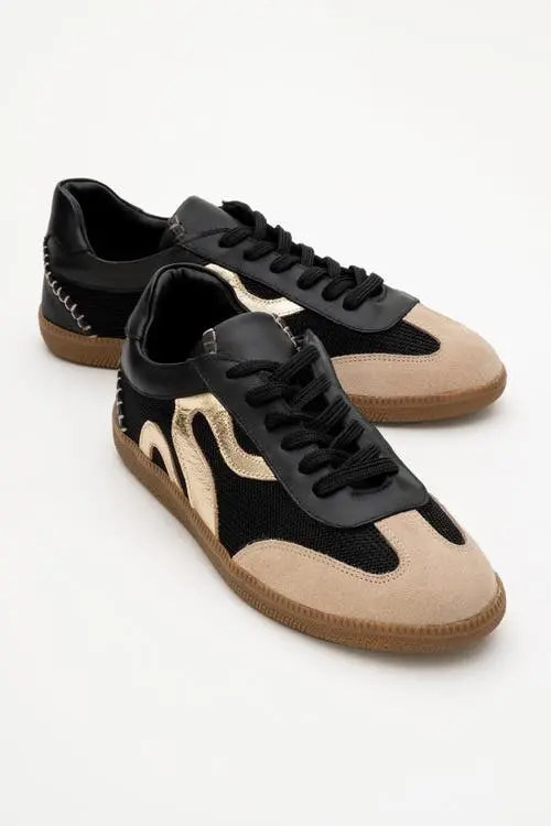 FOREVER & ALWAYS SHOES Perry Leather Sneakers - Black Leather