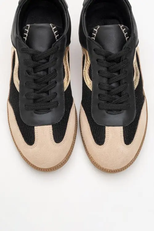 FOREVER & ALWAYS SHOES Perry Leather Sneakers - Black Leather